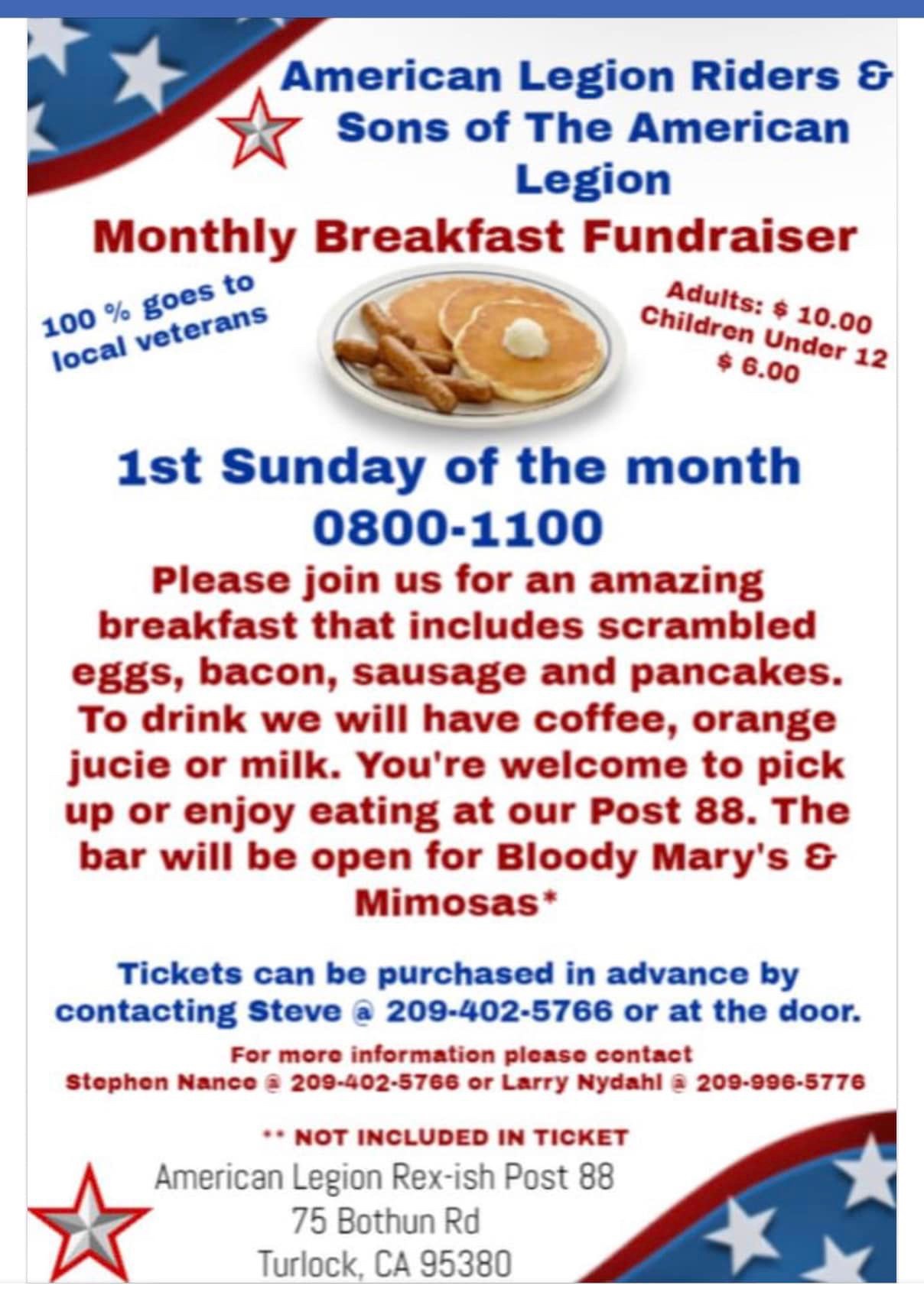 Sunday Breakfast at the Legion – American Legion Post 88
